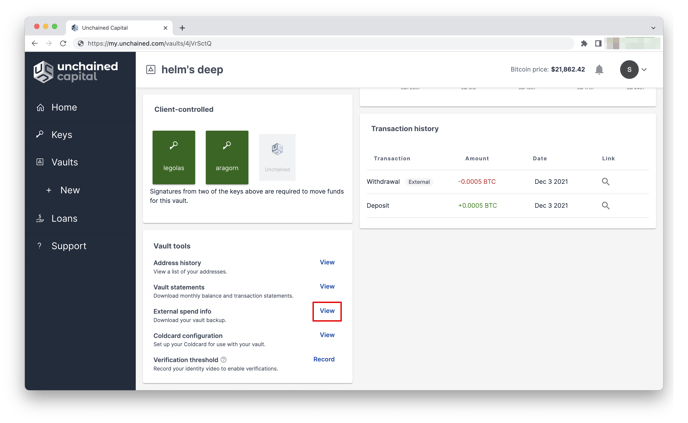 Where is my multisig wallet configuration file and how do I download it?